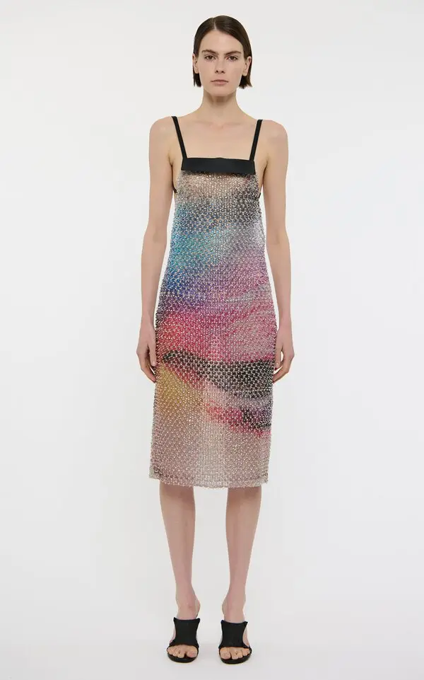 Christopher Esber Droplet Pebble Scoop Back Silk Midi Dress