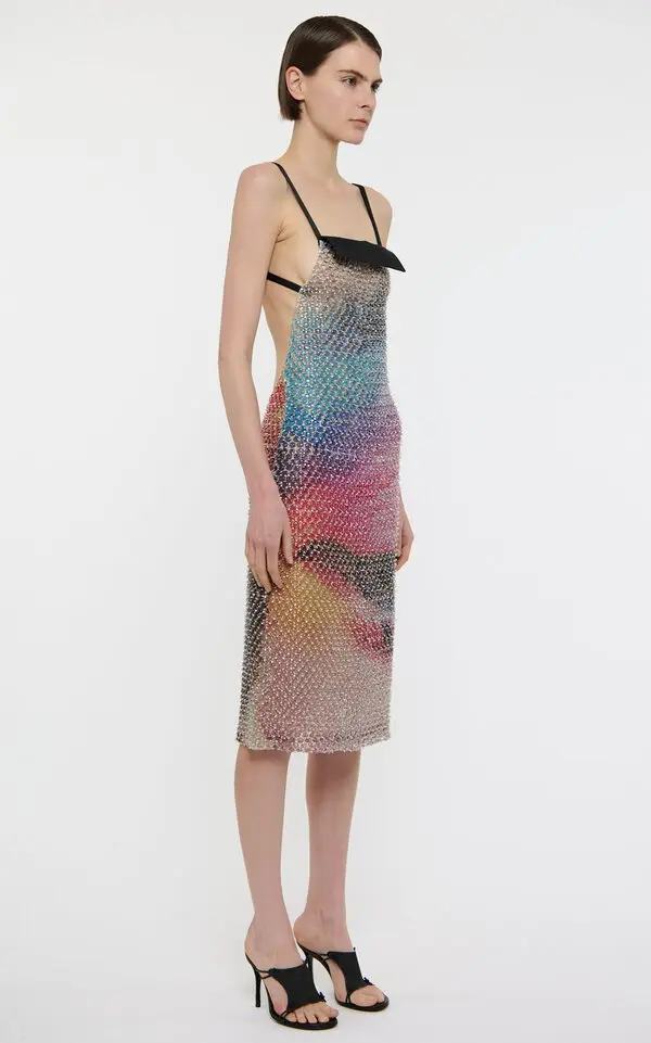 Christopher Esber Droplet Pebble Scoop Back Silk Midi Dress