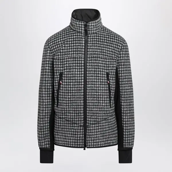 Moncler Gingham Zip-up Fleece Sweatshirt With Tech Inserts And Thumbhole Cuffs - Multicolor