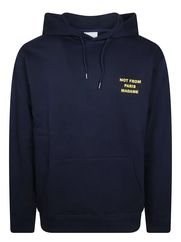 Drole De Monsieur Bold Slogan Mini Hoodie For - Blu