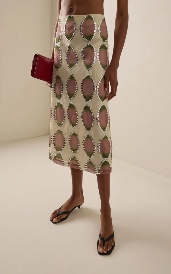 Chan Luu Studded Cotton Pencil Skirt