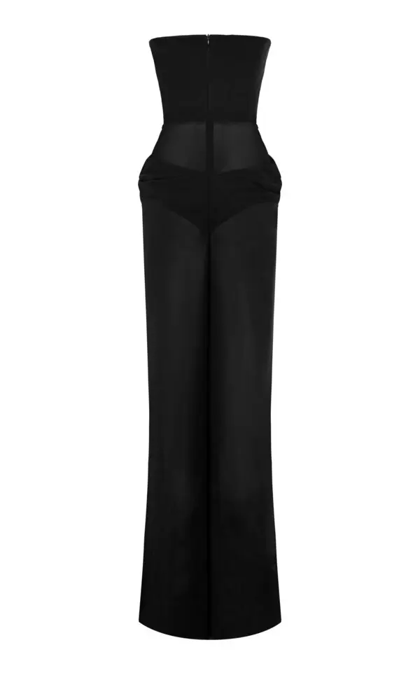 Alex Perry Strapless Draped Powermesh Column Gown