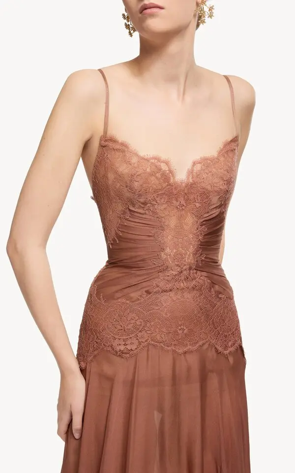 Elie Saab Gradient Chiffon & Lace Maxi Dress