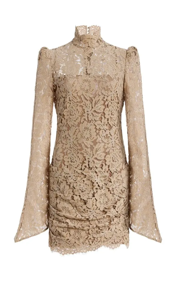 DE LA VALI Agartha Beaded Lace Mini Dress - Brown