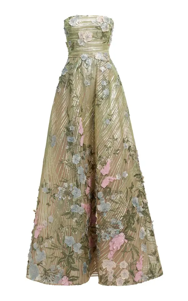 Elie Saab Floral Embellished Tulle Maxi Dress - Multi