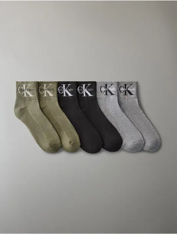Calvin Klein Monologo Cushion Quarter 6-pack Socks