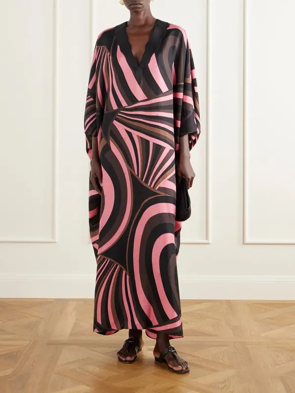 Emilio Pucci Scalloped Printed Silk-twill Kaftan - Multi