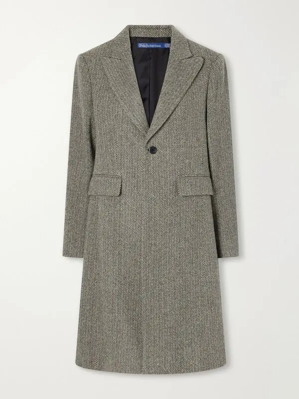 Polo Ralph Lauren Herringbone Wool-blend Twill Coat - Black