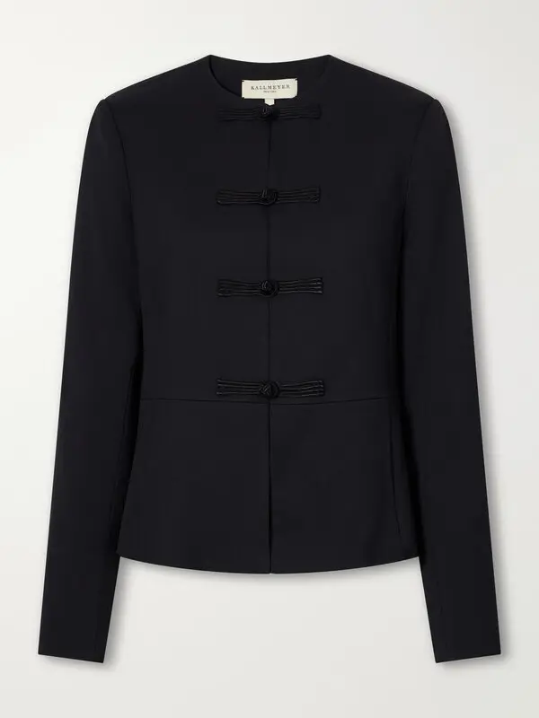 KALLMEYER Tilda Collarless Wool-blend Gabardine Jacket - Black