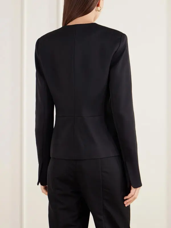 KALLMEYER Tilda Collarless Wool-blend Gabardine Jacket