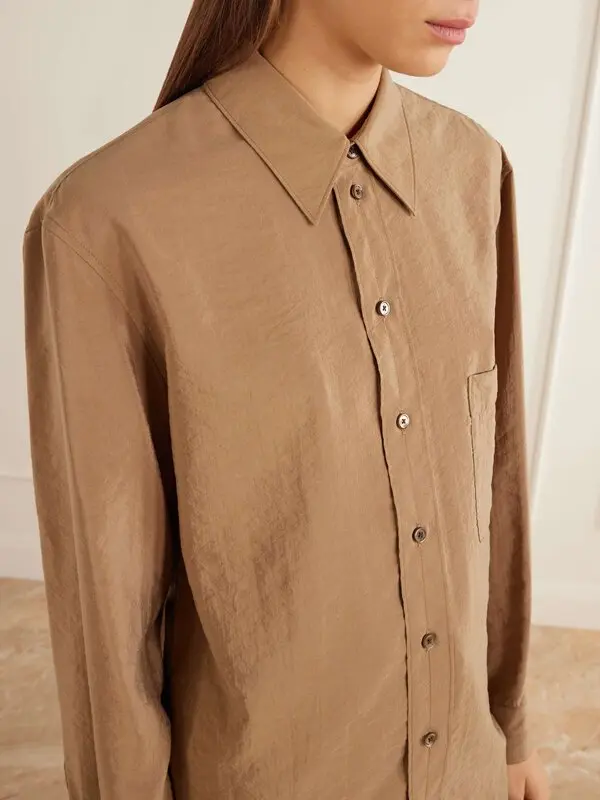 LEMAIRE Silk-blend Satin Shirt - Camel