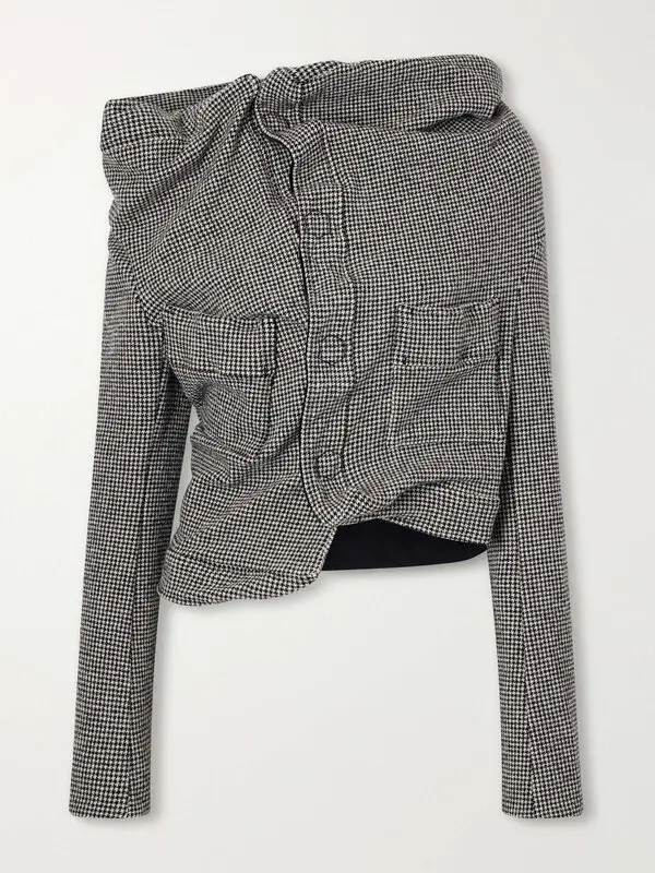 Junya Watanabe Asymmetric Houndstooth Wool-blend Jacket - Multi