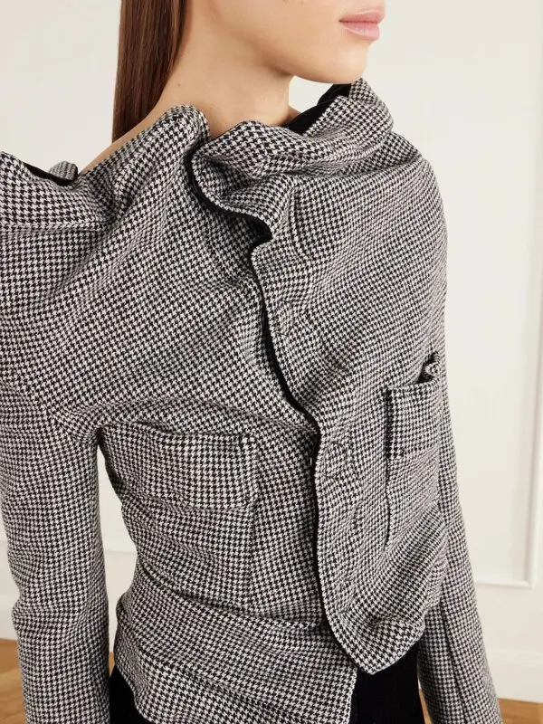 Junya Watanabe Asymmetric Houndstooth Wool-blend Jacket - Multi