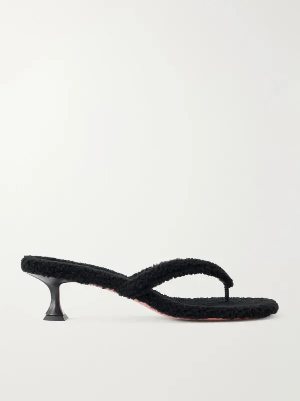 Amina Muaddi Juliette 45 Shearling Thong Sandals