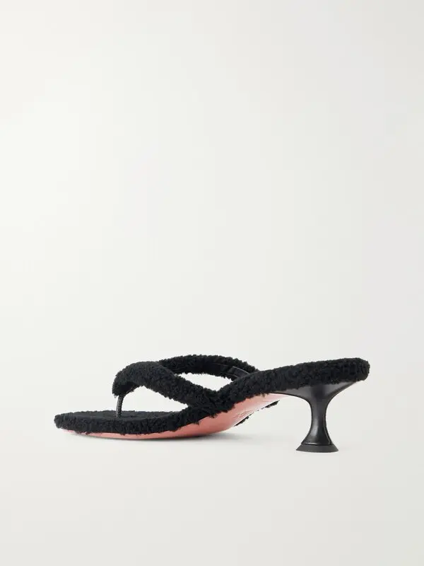 Amina Muaddi Juliette 45 Shearling Thong Sandals