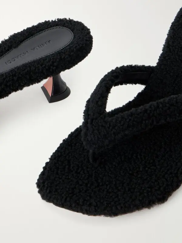 Amina Muaddi Juliette 45 Shearling Thong Sandals