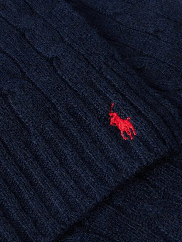 Polo Ralph Lauren Logo-embroidered Cable-knit Wool And Cashmere-blend Scarf