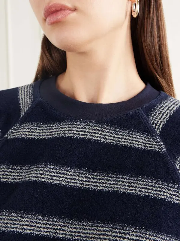 Suzie Kondi Tilos Striped Velour Sweatshirt - Navy