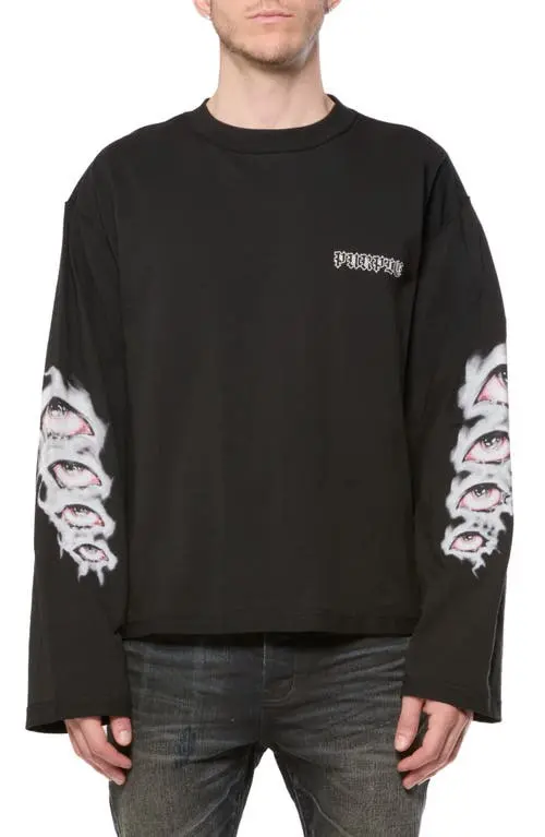 PURPLE BRAND Graphic Cropped Long Sleeve T-shirt