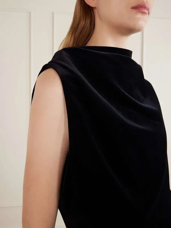Khaite Astor Draped Velvet Cotton-blend Mini Dress