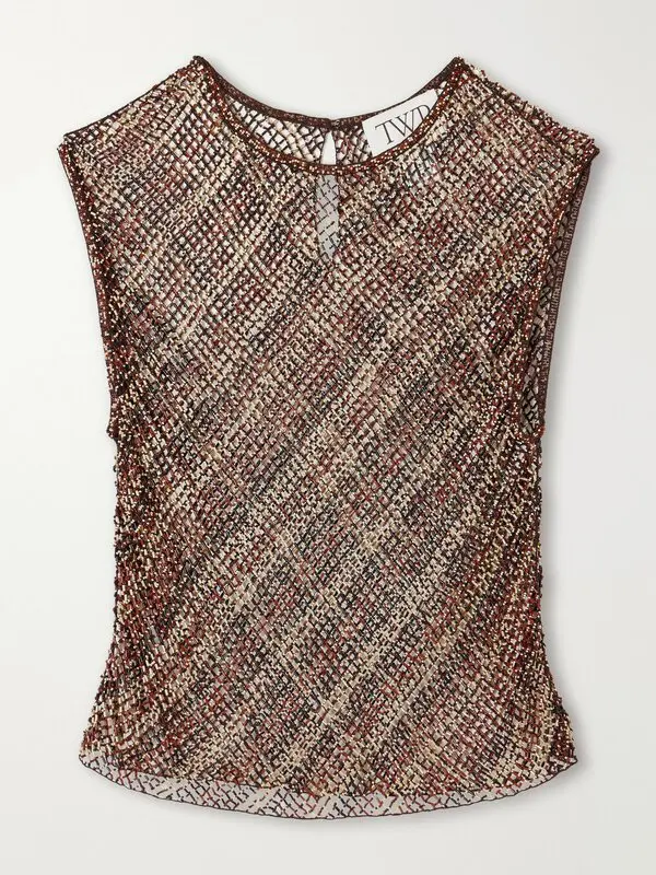 TWP Beaded Open-knit Tank
