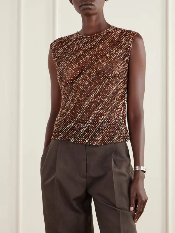 TWP Beaded Open-knit Tank