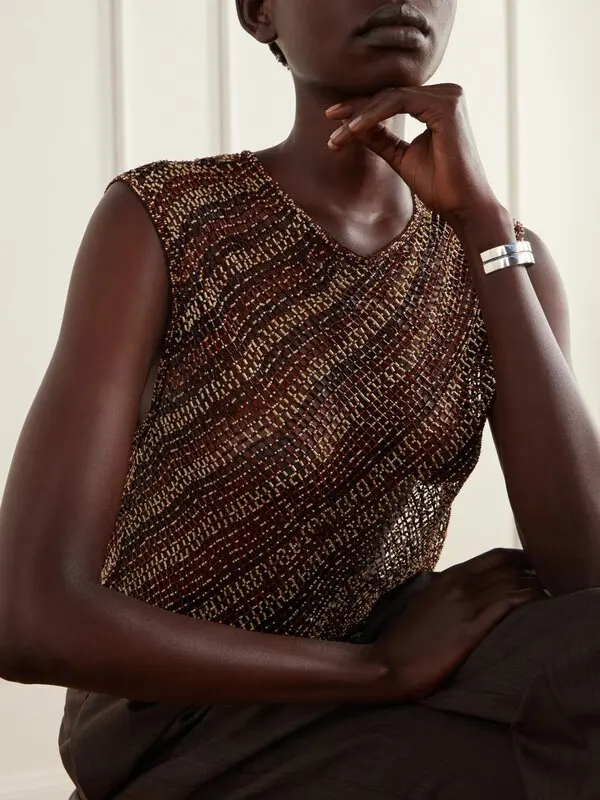 TWP Beaded Open-knit Tank