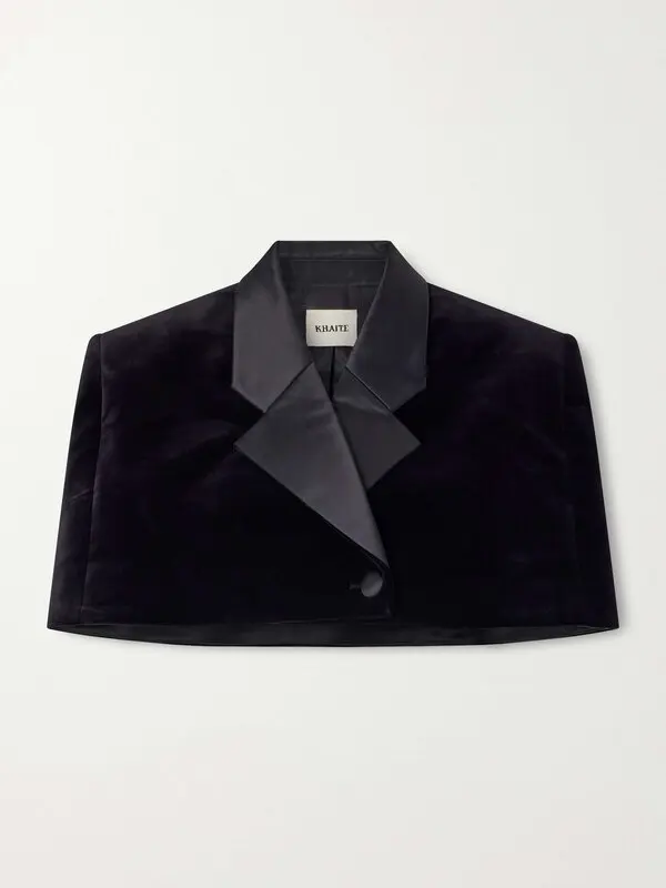 Khaite Ilora Double-breasted Velvet Cotton-blend Evening Jacket