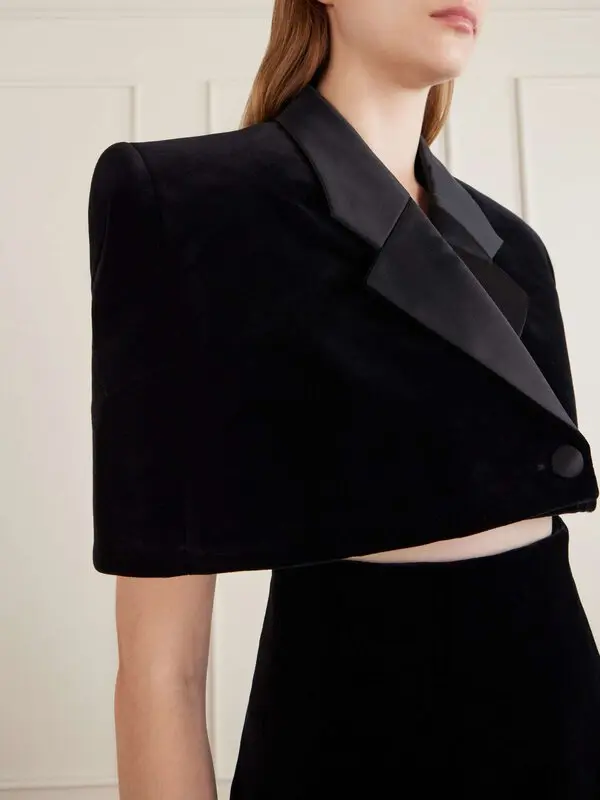 Khaite Ilora Double-breasted Velvet Cotton-blend Evening Jacket
