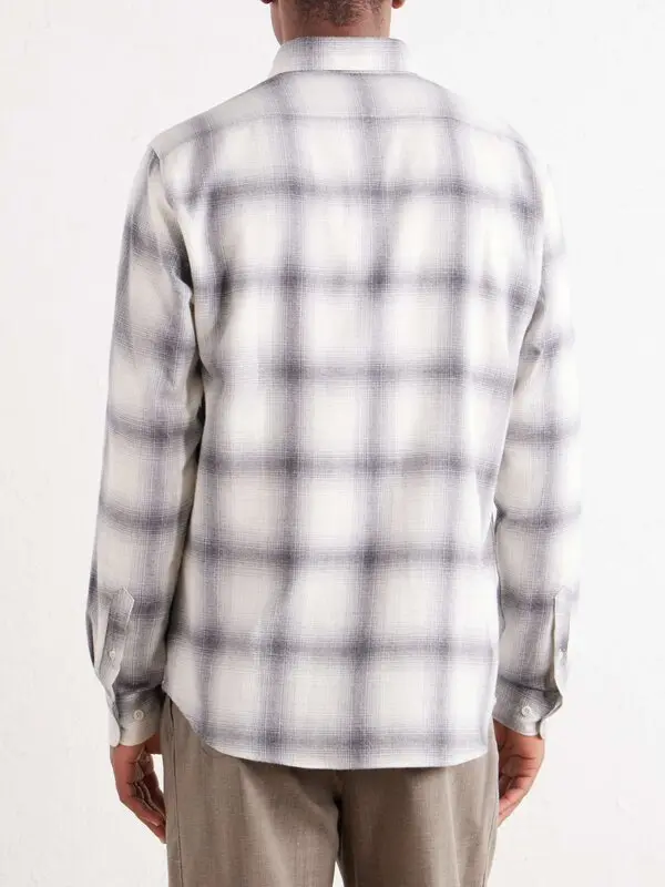 Sunspel Checked Cotton-flannel Shirt - Ecru
