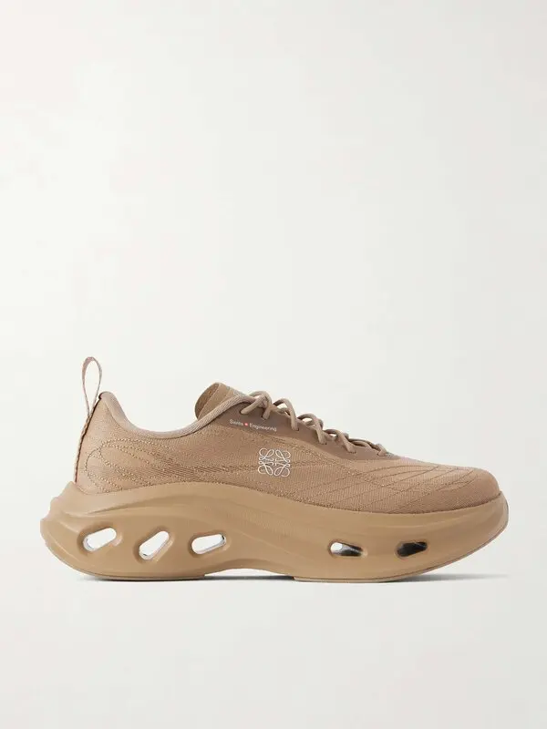 Loewe On Cloudtilt Rubber-trimmed Mesh Sneakers - Beige