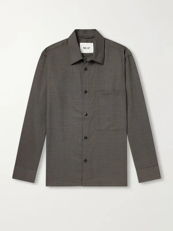 Nn07 Freddy 10071 Checked Basketweave Wool-blend Shirt