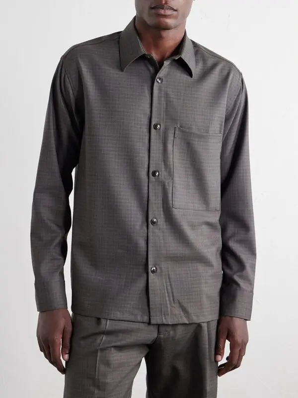 Nn07 Freddy 10071 Checked Basketweave Wool-blend Shirt