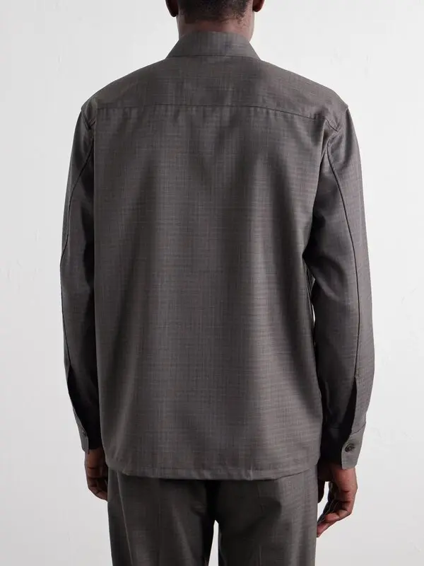 Nn07 Freddy 10071 Checked Basketweave Wool-blend Shirt