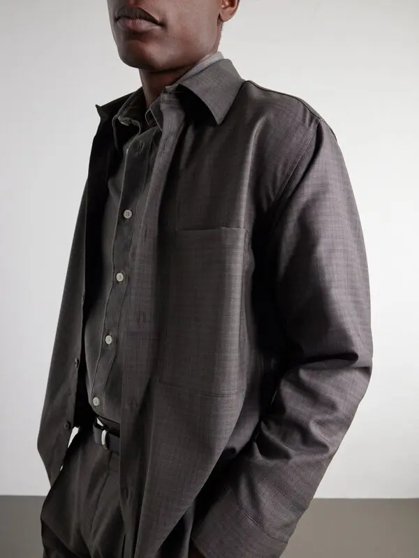 Nn07 Freddy 10071 Checked Basketweave Wool-blend Shirt