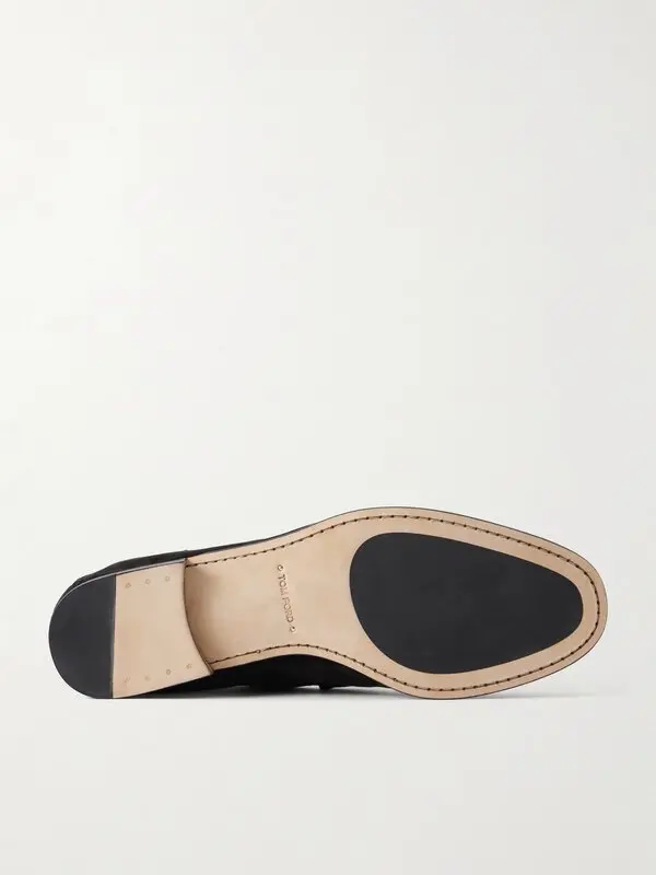 TOM FORD Ripley Embellished Suede Loafers - Black