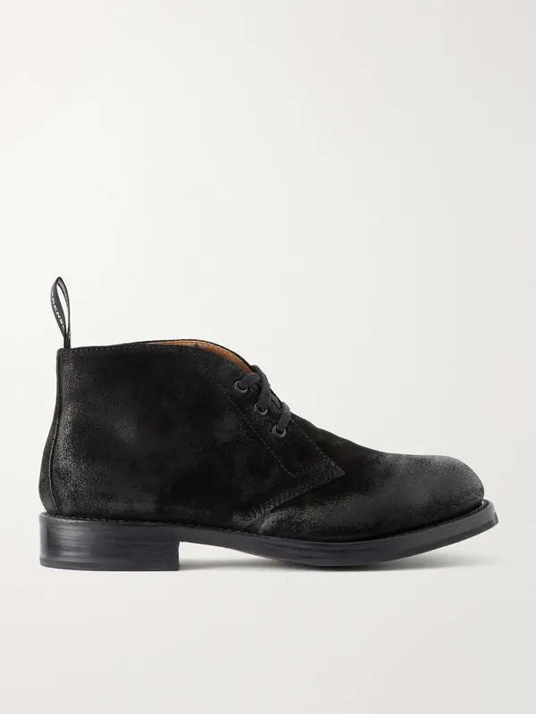 Grenson Rory Burnished-suede Lace-up Boots - Black