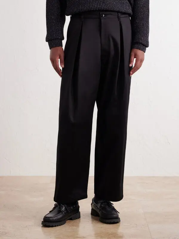 MONITALY Ekusy Wide-leg Pleated Cotton-twill Trousers