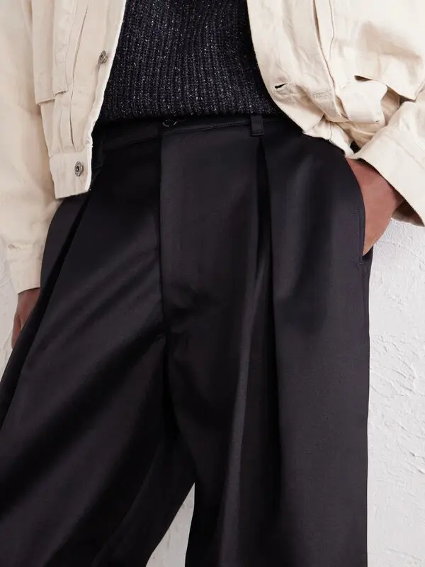 MONITALY Ekusy Wide-leg Pleated Cotton-twill Trousers
