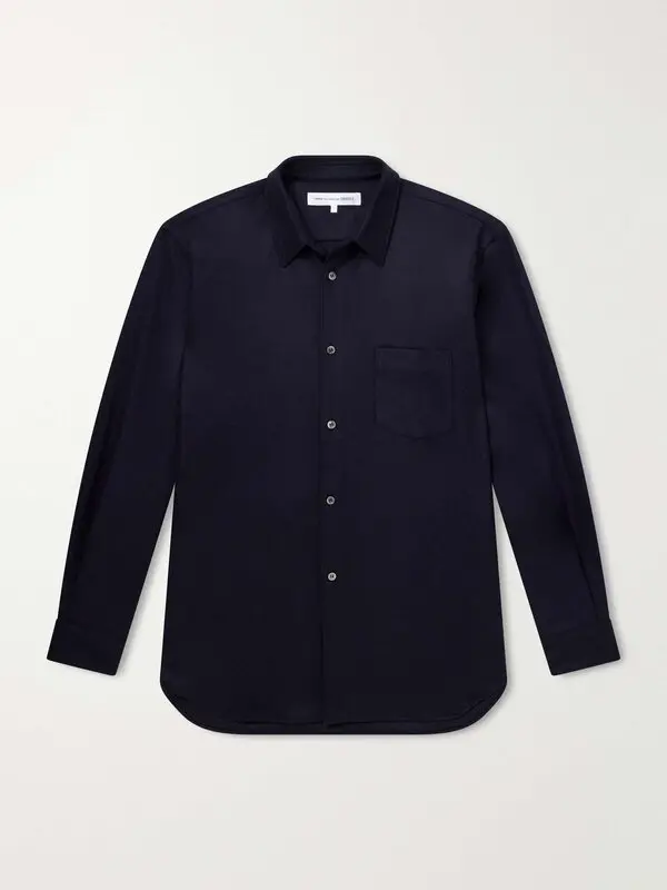 Comme Des Garçons Wool-blend Flannel Shirt - Navy