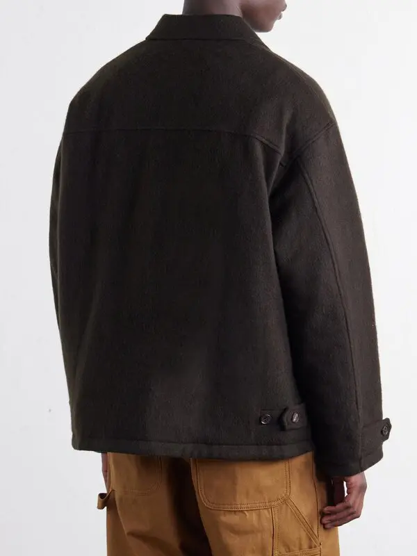 Comme Des Garçons Reversible Padded Brushed Wool And Quilted Shell Blouson Jacket