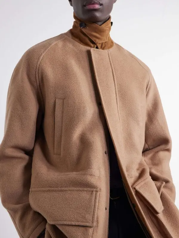 J. MUESER Panelled Corduroy-trimmed Camel Hair Jacket - Tan