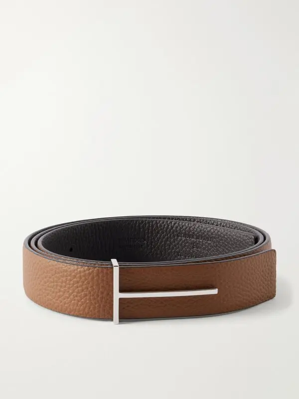 TOM FORD 2.8cm Reversible Leather Belt - Brown