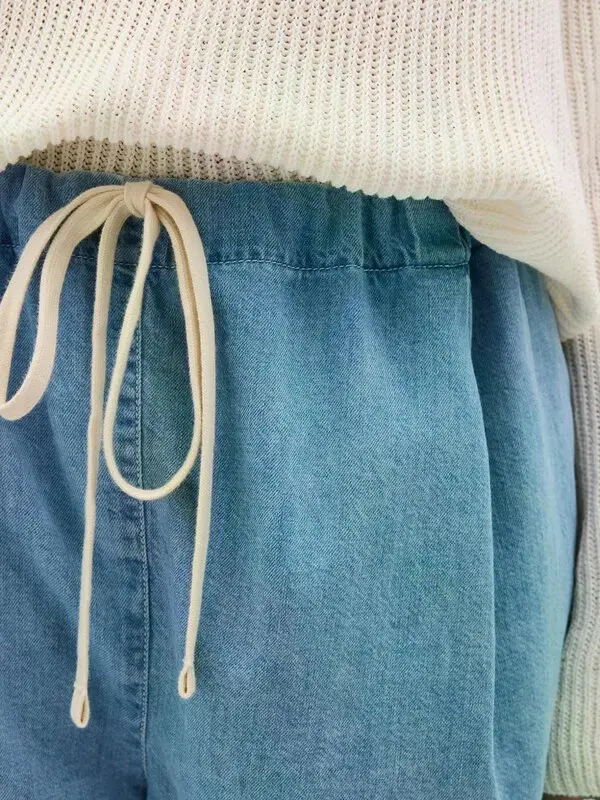 Another Tomorrow Chambray Drawcord Shorts