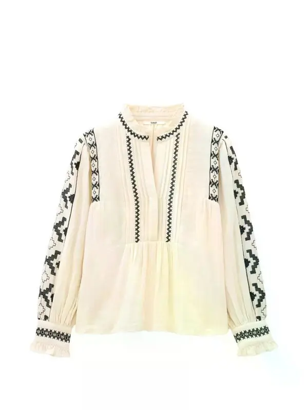 Ba&sh Pidma Embroidered Ruffled Blouse