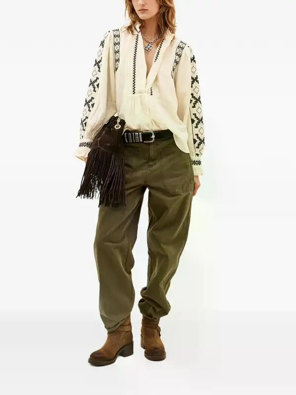 Ba&sh Pidma Embroidered Ruffled Blouse