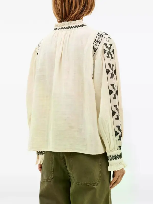 Ba&sh Pidma Embroidered Ruffled Blouse