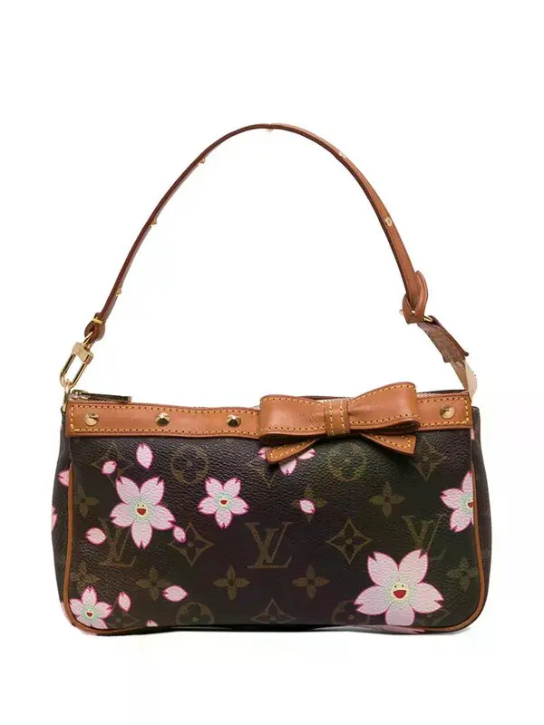 LOUIS VUITTON 2003 Takashi Murakami Monogram Cherry Blossom Pochette Accessoires Shoulder Bag - Brown