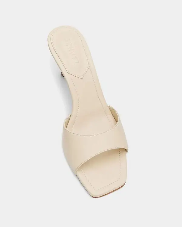 Schutz Leena 75mm Bamboo-heel Leather Mules - Egg Shell
