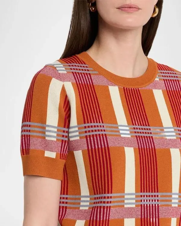 ZANKOV Plaid Short-sleeve Sweater